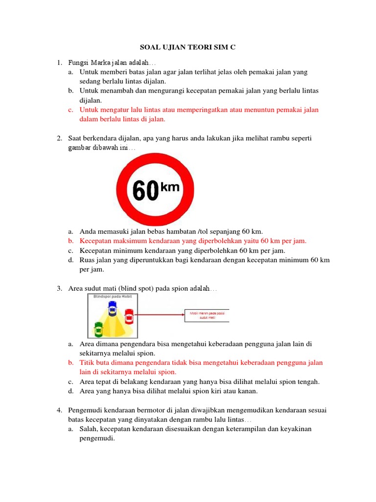 Contoh Soal Ujian Teori SIM C | PDF