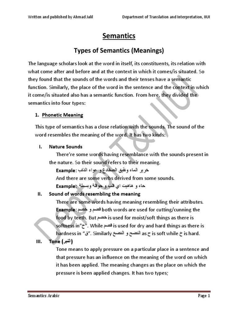 Semantics: Types of Semantics (Meanings) | PDF | Semantics | Idiom