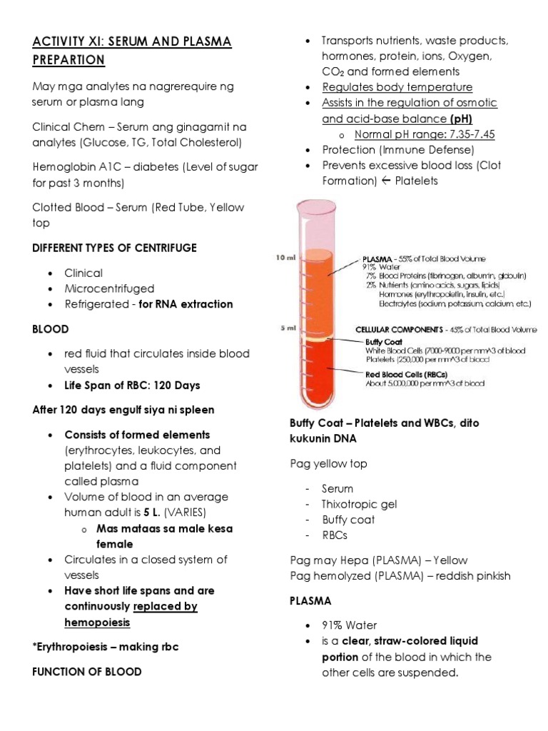 Serum and Plasma Preparation Guide | PDF | Blood Plasma | Blood