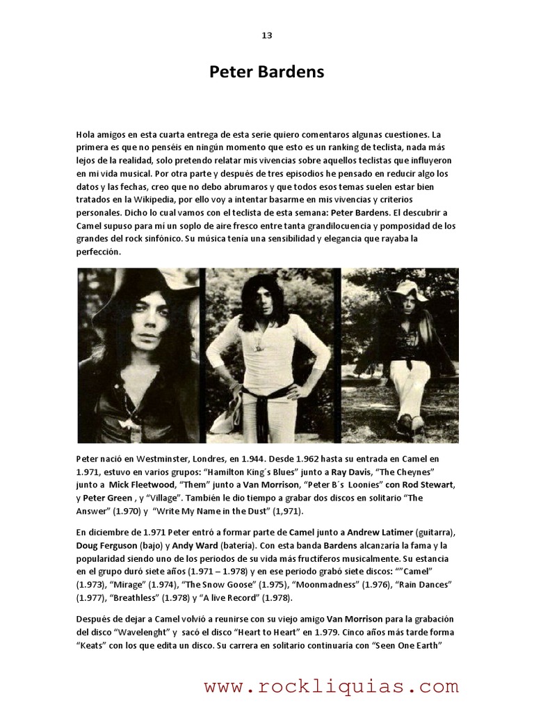 Peter Bardens: Vida y Música en Camel | PDF | Grupos musicales ...