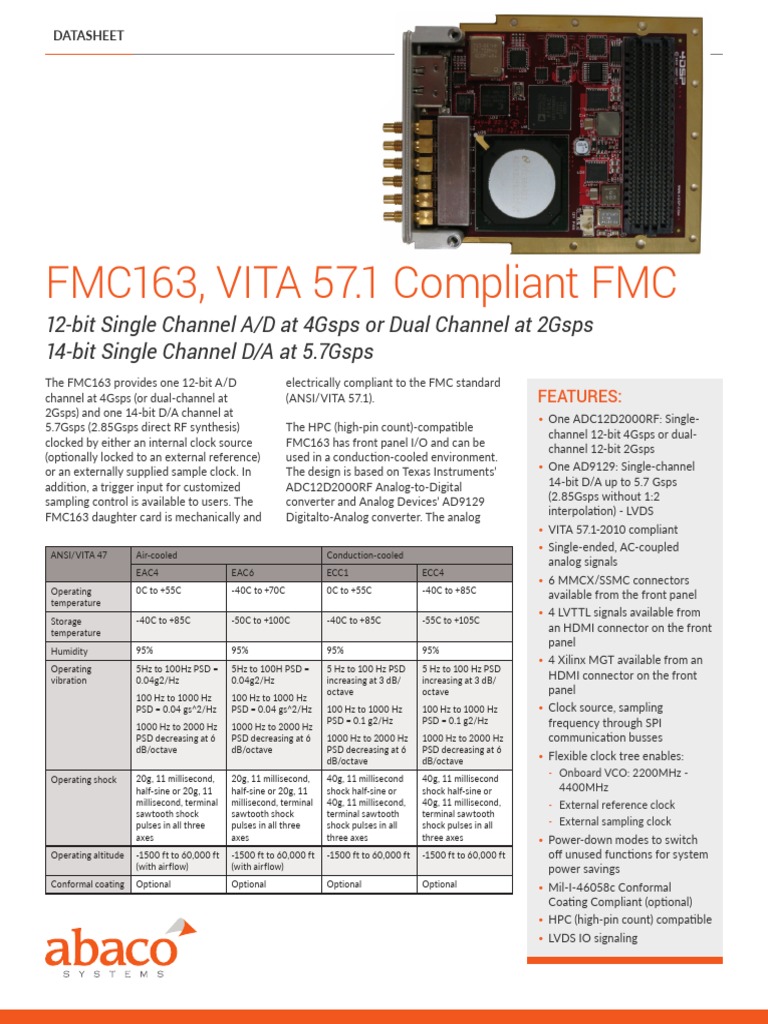 Fmc163 Vita 57-1 Compliant FMC A-Ds-5101 0 | PDF | Analog To Digital ...