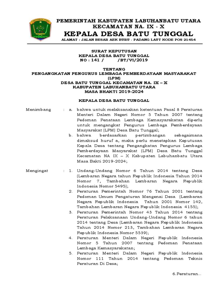 SK LPMD Periode 2019-2024 | PDF