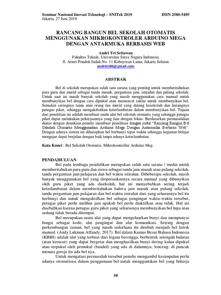 Rancang Bangun Bel Sekolah Otomatis Menggunakan Mikrokontroler Arduino ...