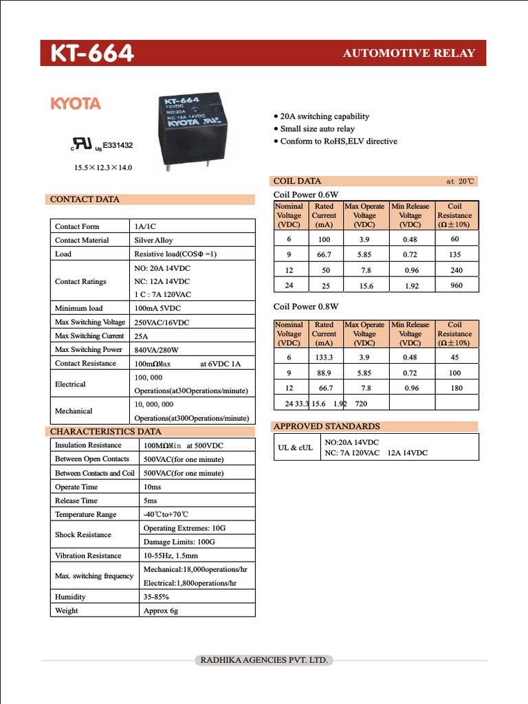 KT 664 | PDF | Relay | Alternating Current