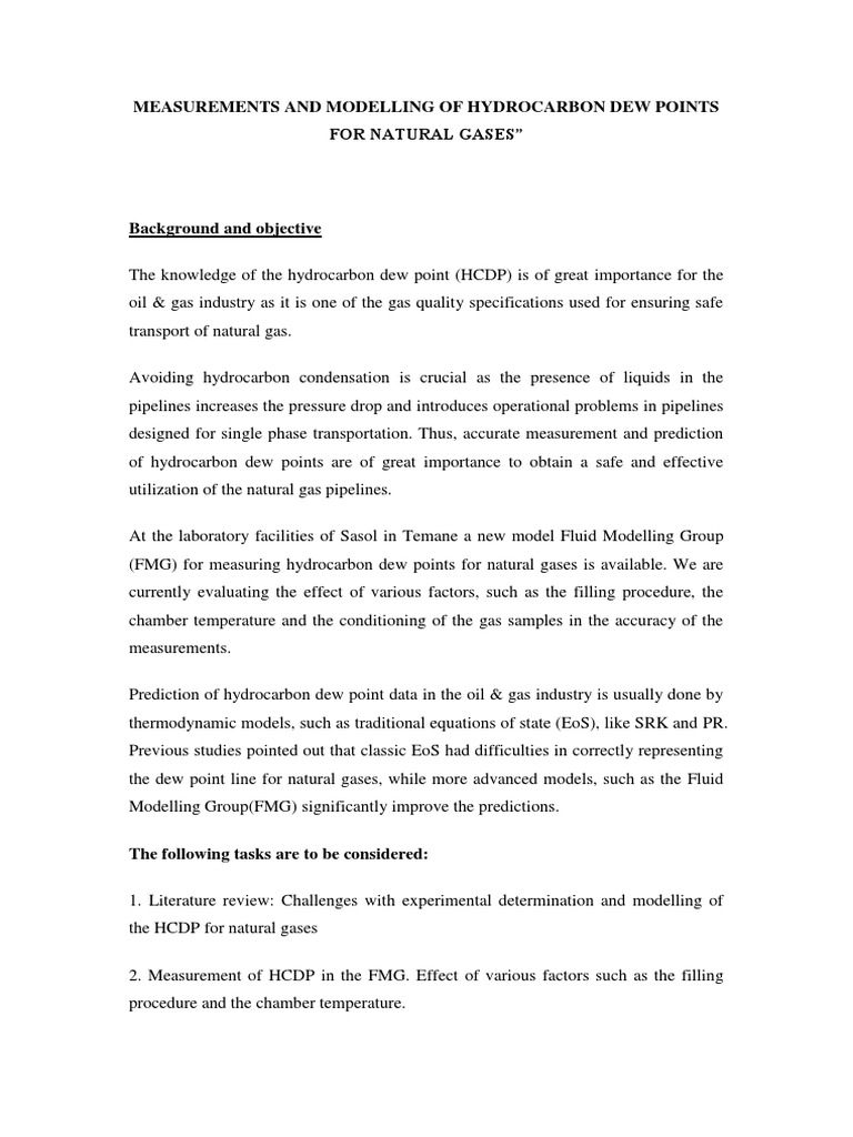 Measurements and Modelling of Hydrocarbon Dew Point, FMG | PDF | Phase ...