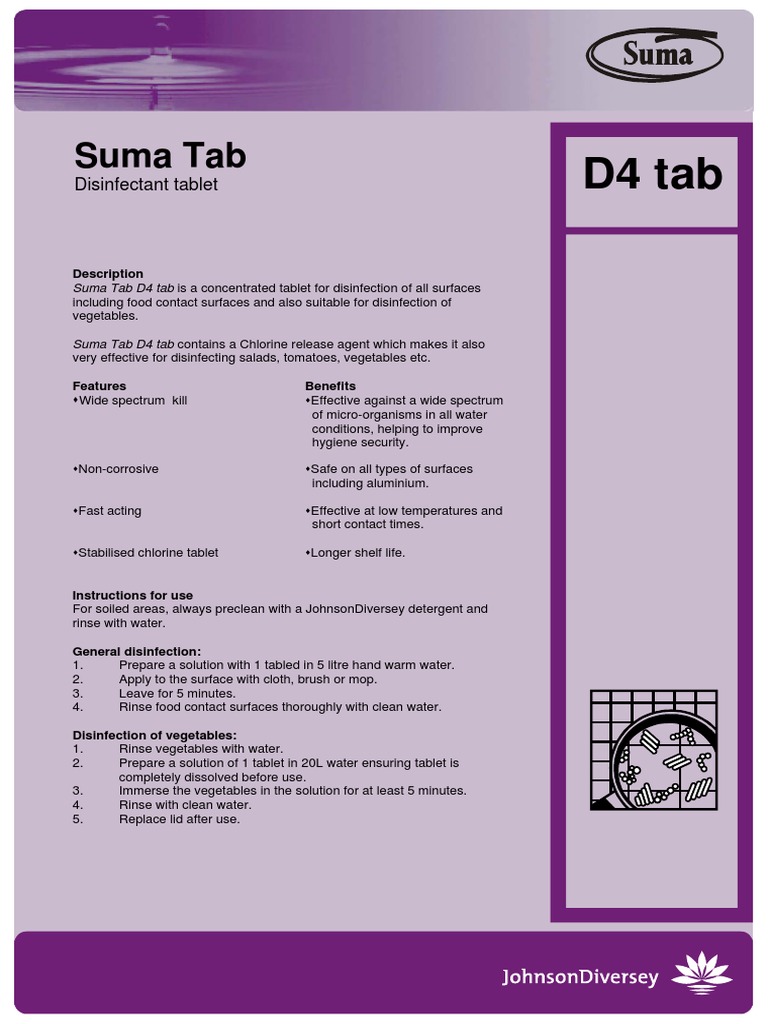 Suma Tab Fisa Tehnica | PDF | Disinfectant | Hygiene