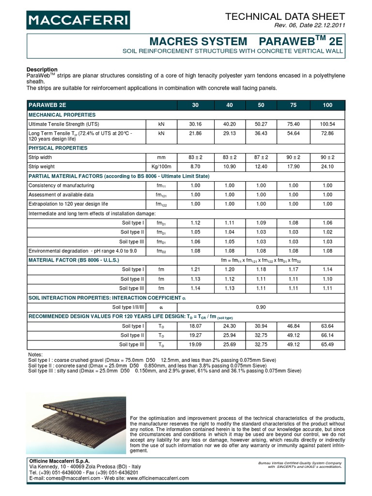 Macres System - Paraweb 2E: Technical Data Sheet | PDF | Sand | Soil