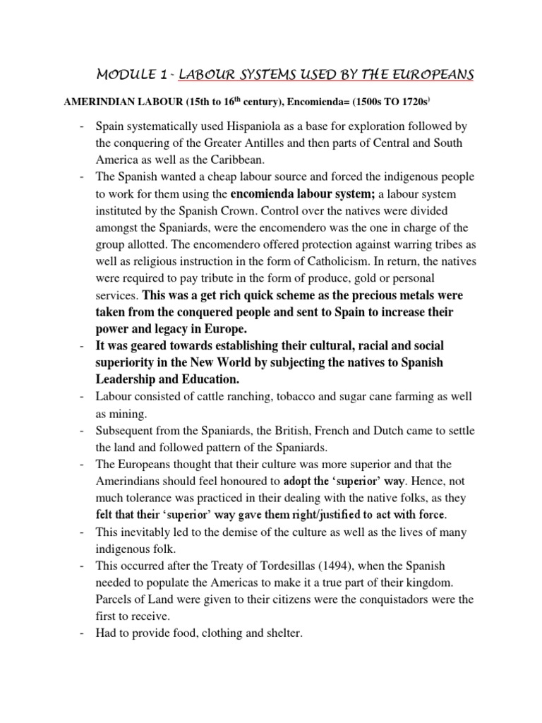 European Labour Systems in the Americas | PDF | Indigenous Peoples Of ...