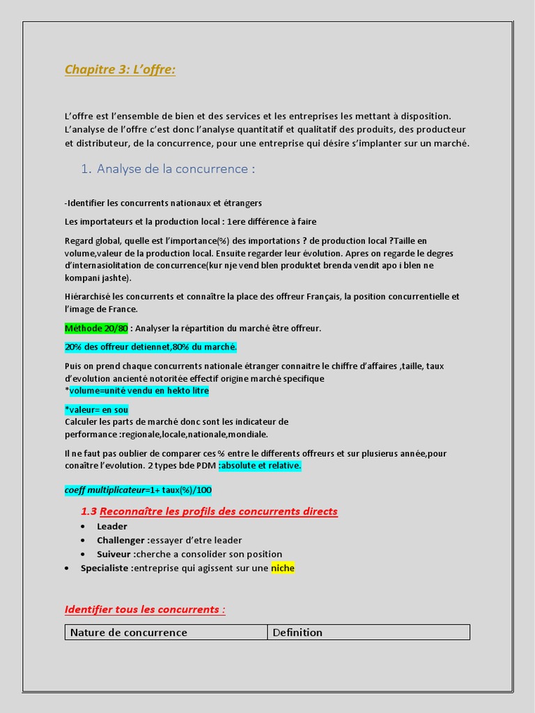 Analyse des Stratégies Concurrentielles | PDF | Marché (Économie ...