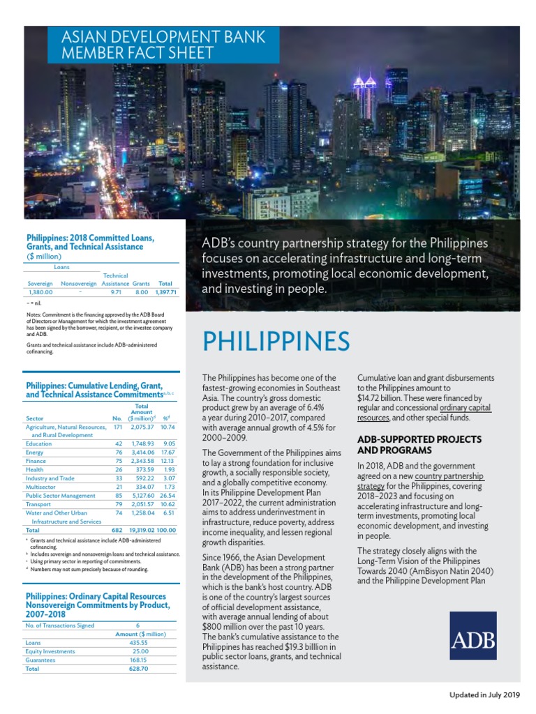 Philippines: Asian Development Bank Member Fact Sheet | PDF | Asian ...