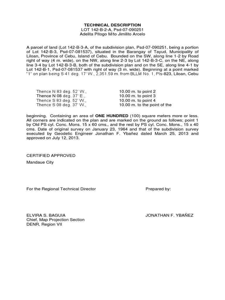 Technical Description Lot 142-B-3-A | PDF