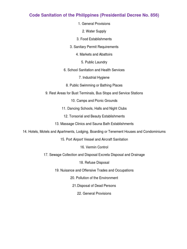 Code Sanitation of The Philippines