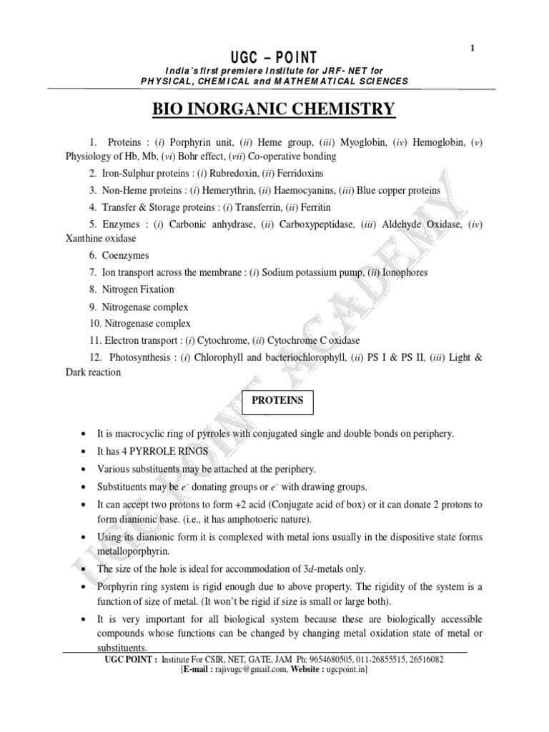 Bio Inorganic Chemistry | PDF | Hemoglobin | Electron Transport Chain
