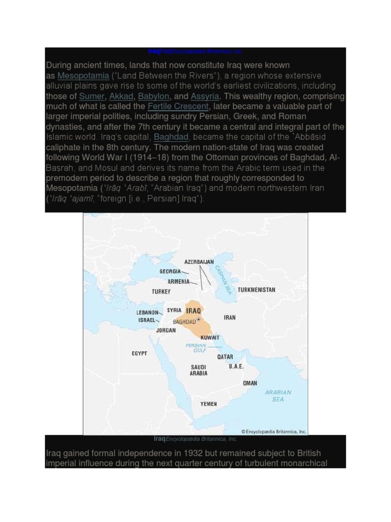 History of Iraq: From Mesopotamia to Modern State | PDF