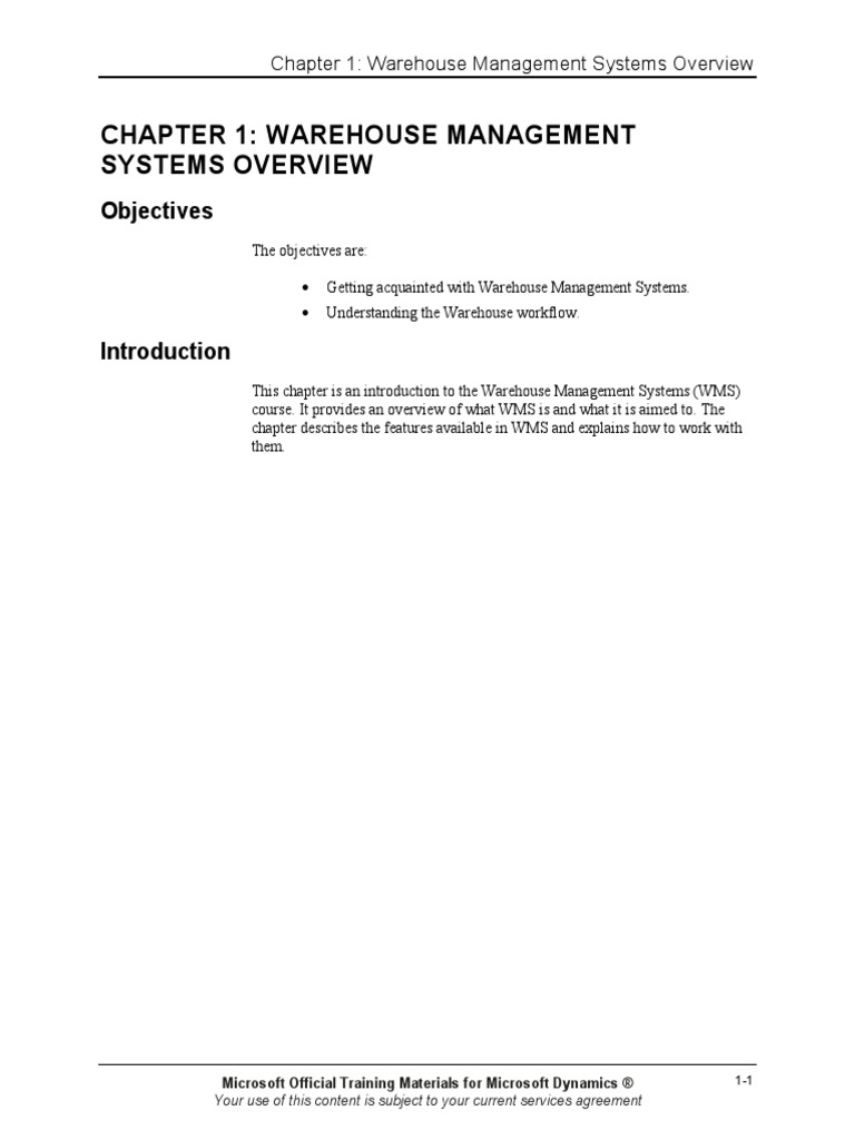 Chapter 1: Warehouse Management Systems Overview: Objectives | PDF ...