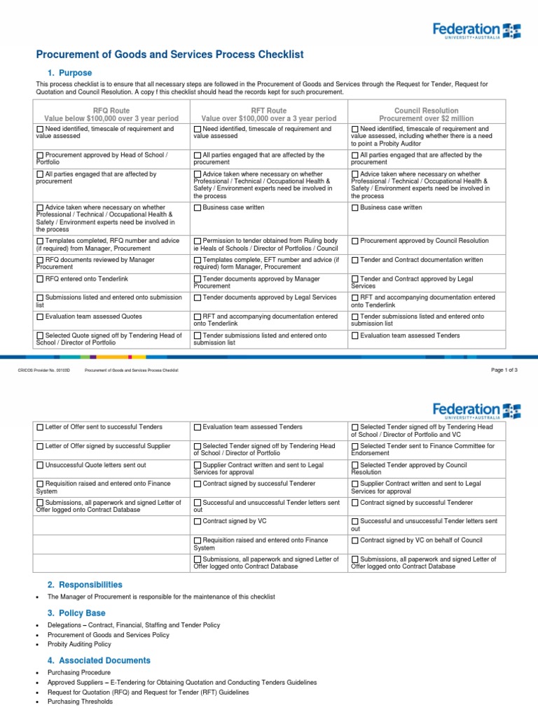 Ensuring Compliance: A Comprehensive Checklist for Procurement of Goods ...