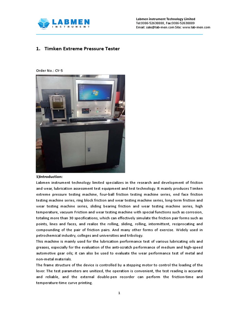 Introduction of Timken Extreme Pressure Tester From Labmen20191024 ...