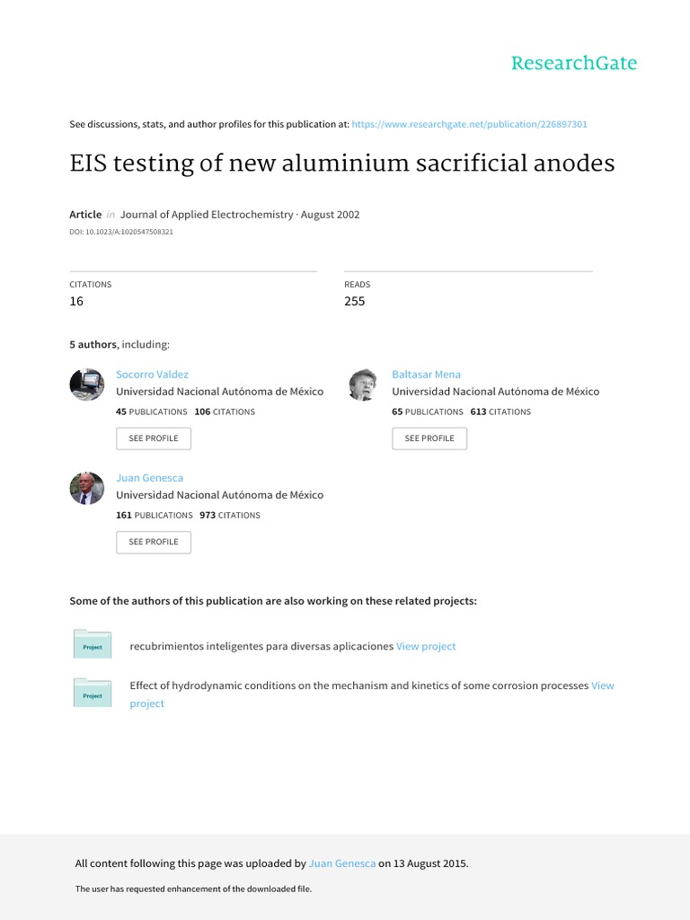 EIS Testing of New Aluminium Sacrificial Anode | PDF | Corrosion ...