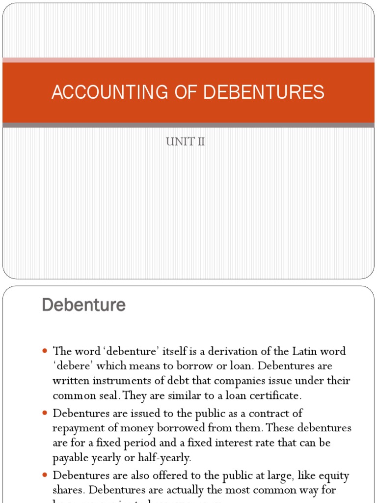 Accounting of Debentures | PDF | Debenture | Interest