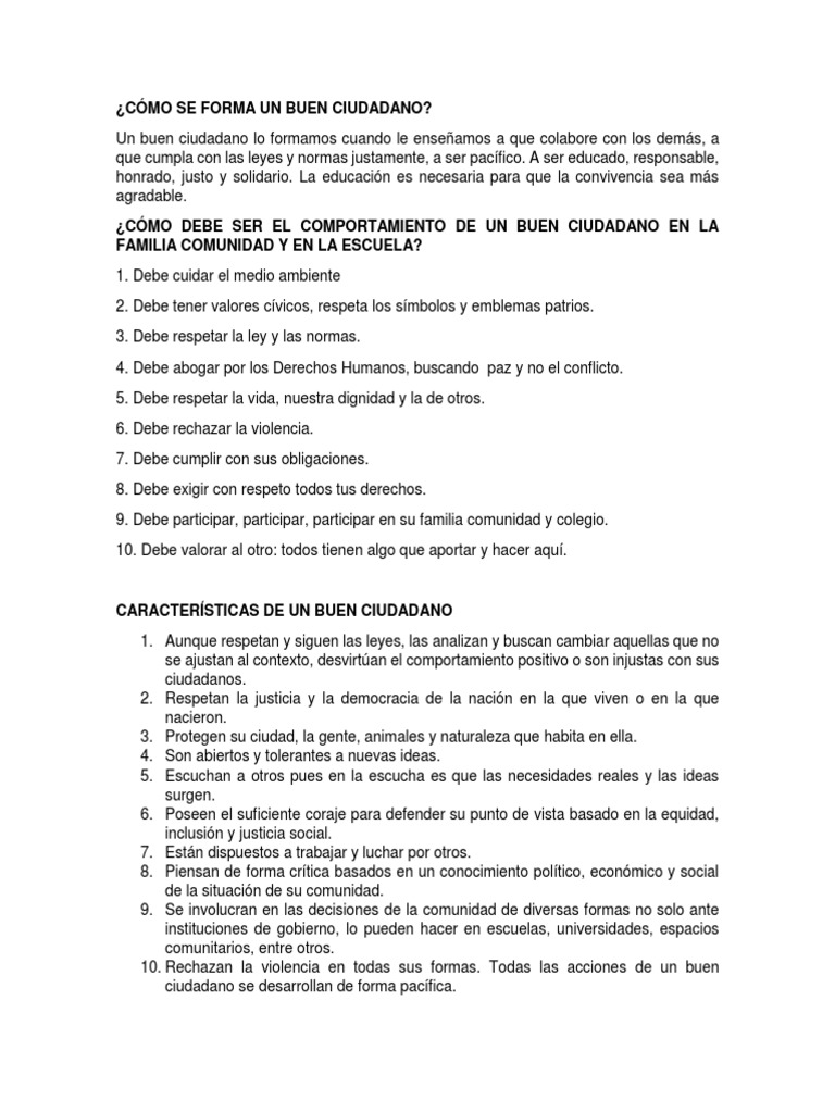 Cómo Se Forma Un Buen Ciudadano | PDF | Familia | Ciudadanía