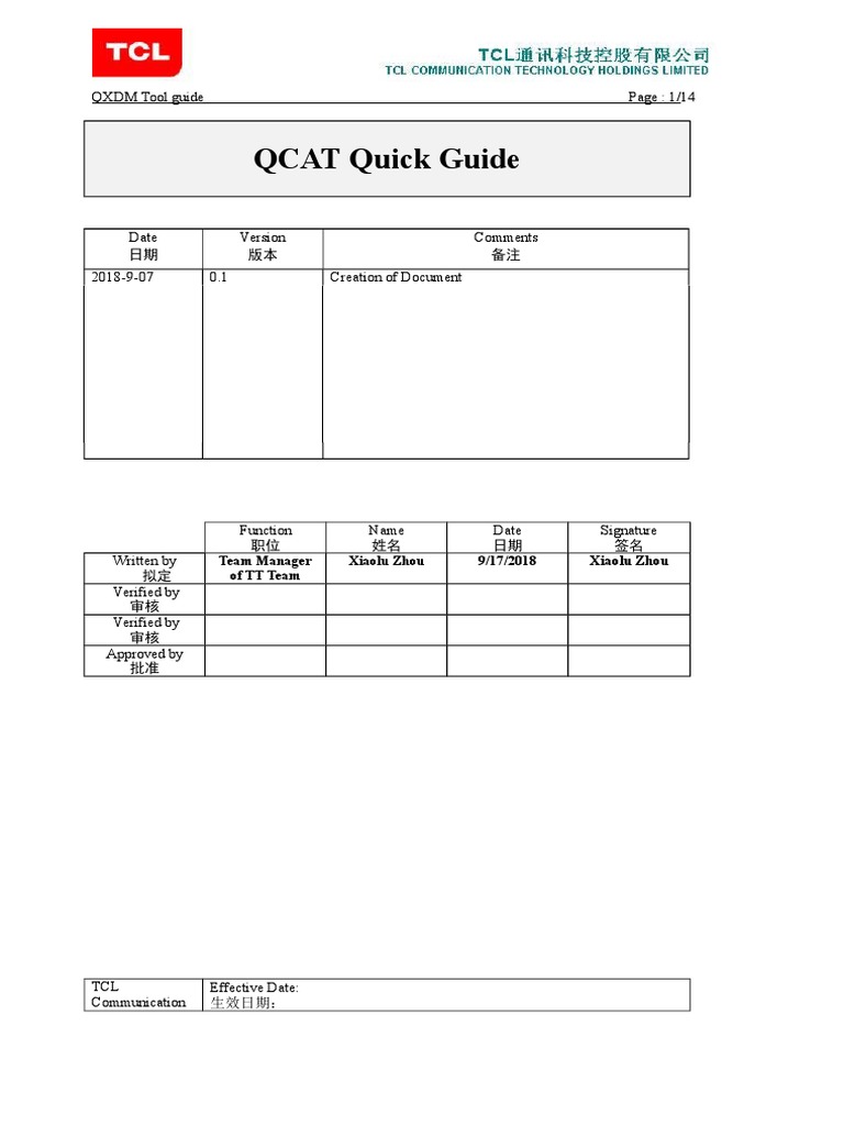 QCAT Quick Guide v0.1 | PDF | Tab (Gui) | Session Initiation Protocol