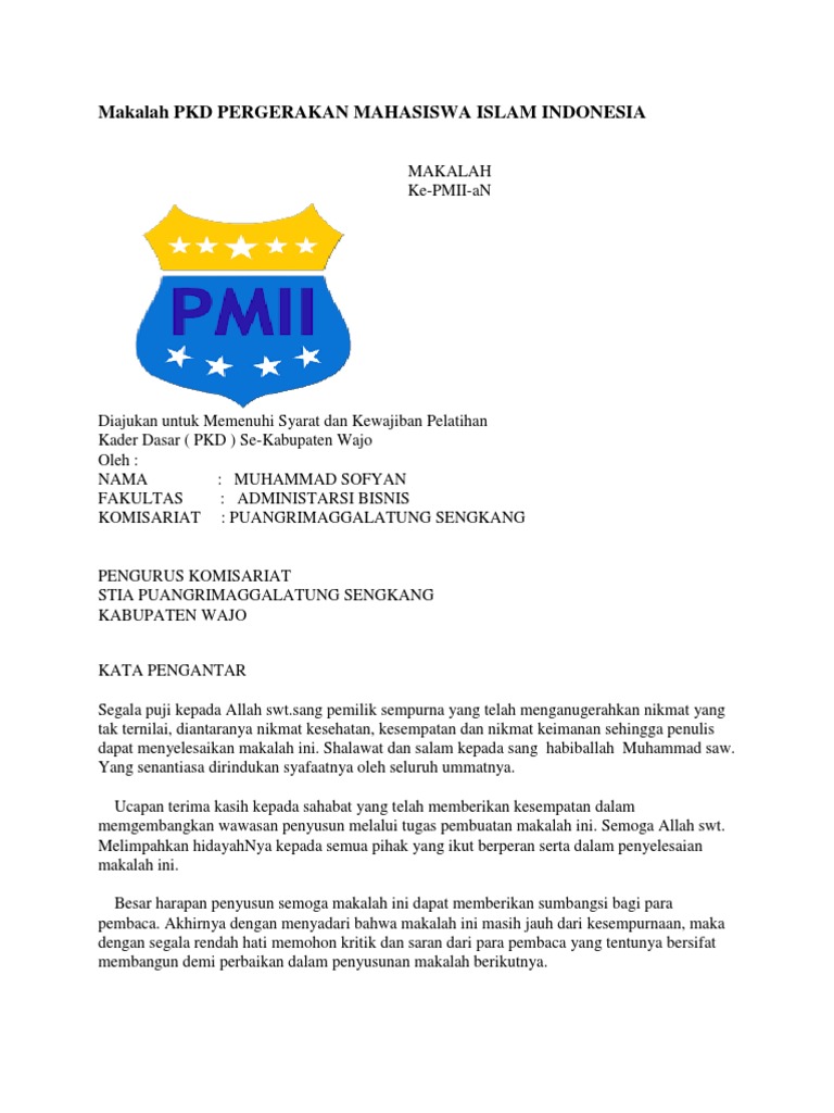 Makalah PKD Pergerakan Mahasiswa Islam Indonesia | PDF