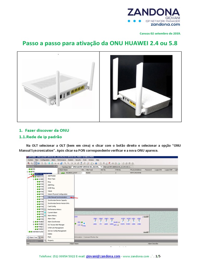 Manual Ativacao Onu Huawei Anm2000 | PDF
