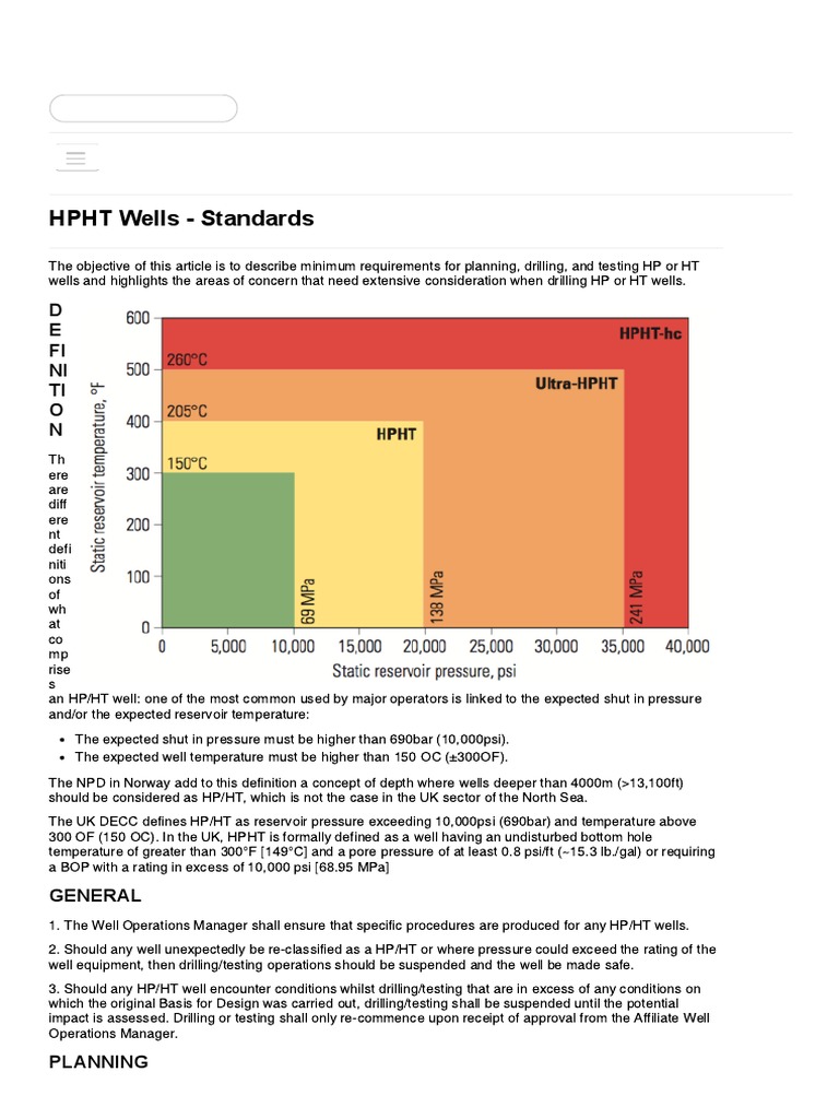 HPHT Wells - Standards - Standards - Drilling | PDF | Casing (Borehole ... HPHT Wells - Standards - Standards - Drilling | PDF | Casing (Borehole ...