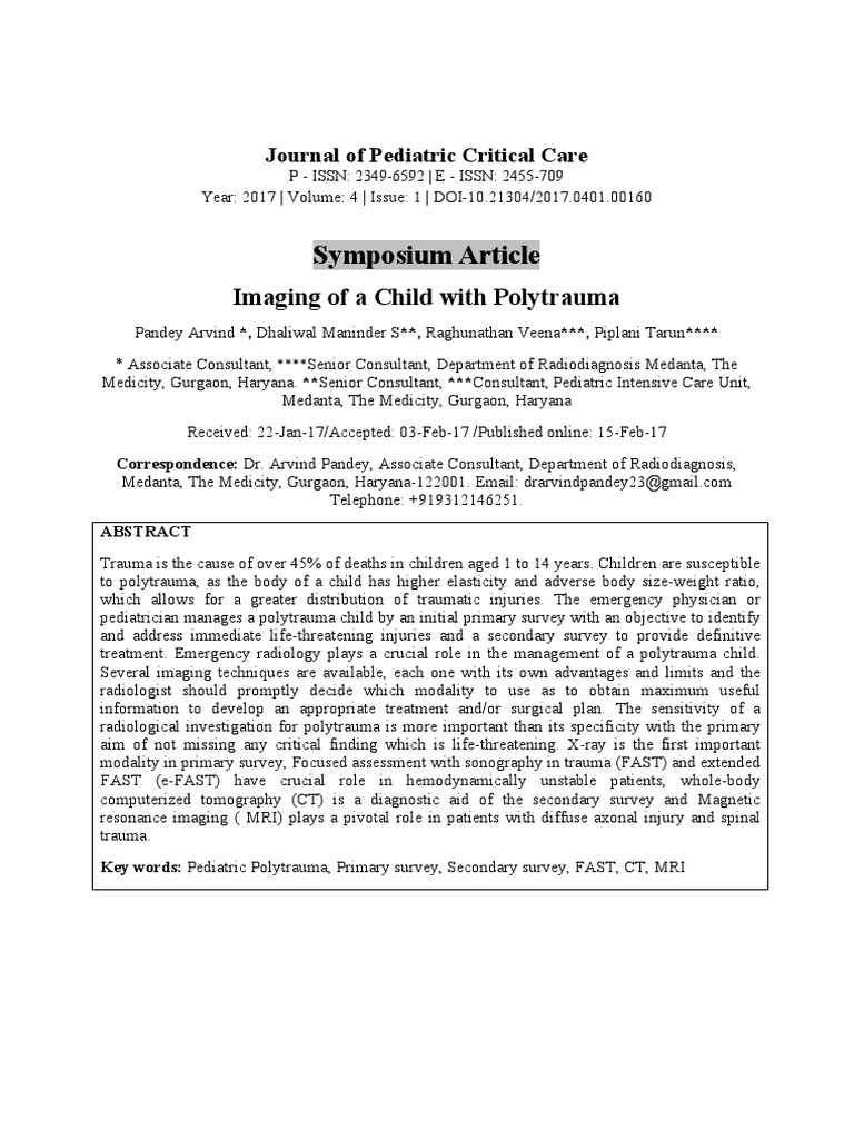 Symposium Article: Imaging of A Child With Polytrauma | Download Free ...