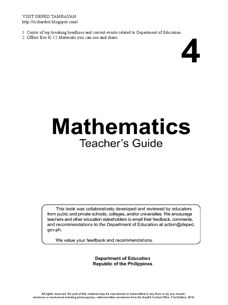 TG Mathematics 4 q2 | PDF | Computers