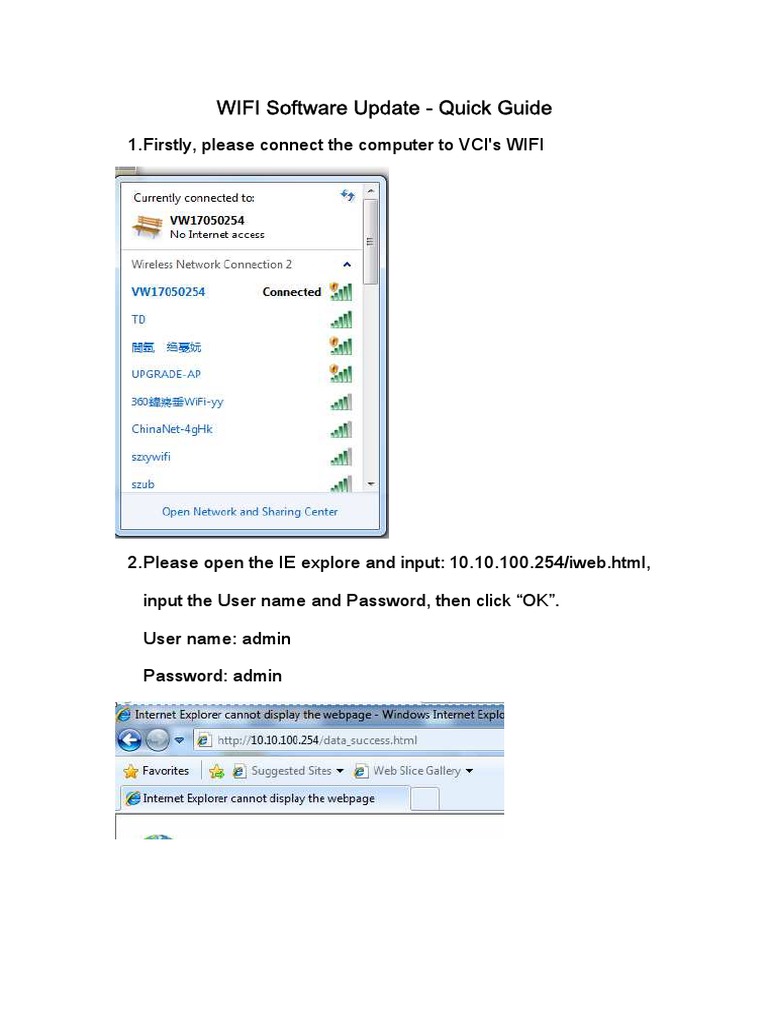 Wifi Software Update Quick Guide v1.0 | PDF