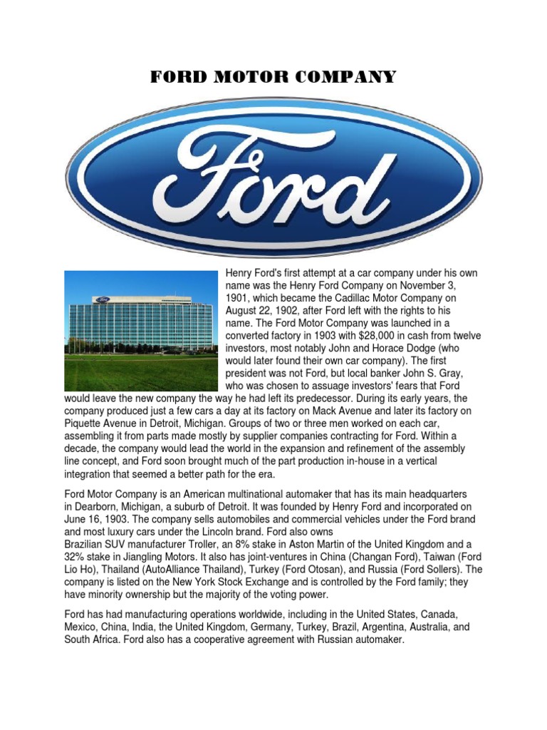 Ford Motor Company | PDF | Ford Motor Company | Motor Vehicle