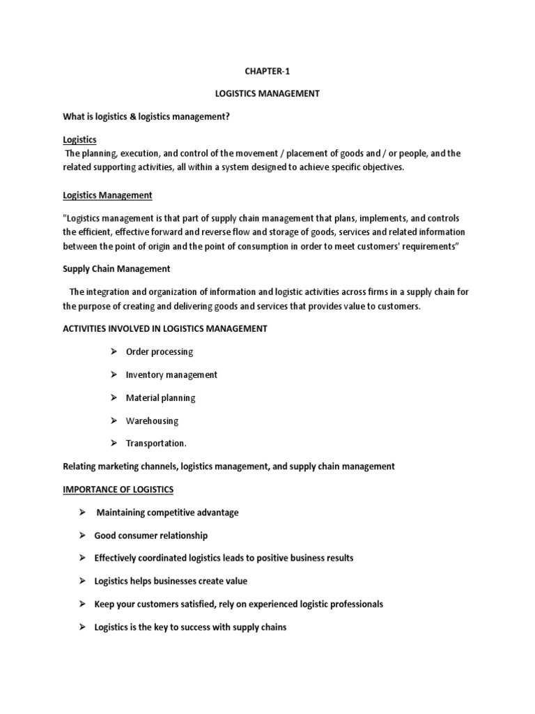 Handout of Logistics | PDF | Logistics | Warehouse