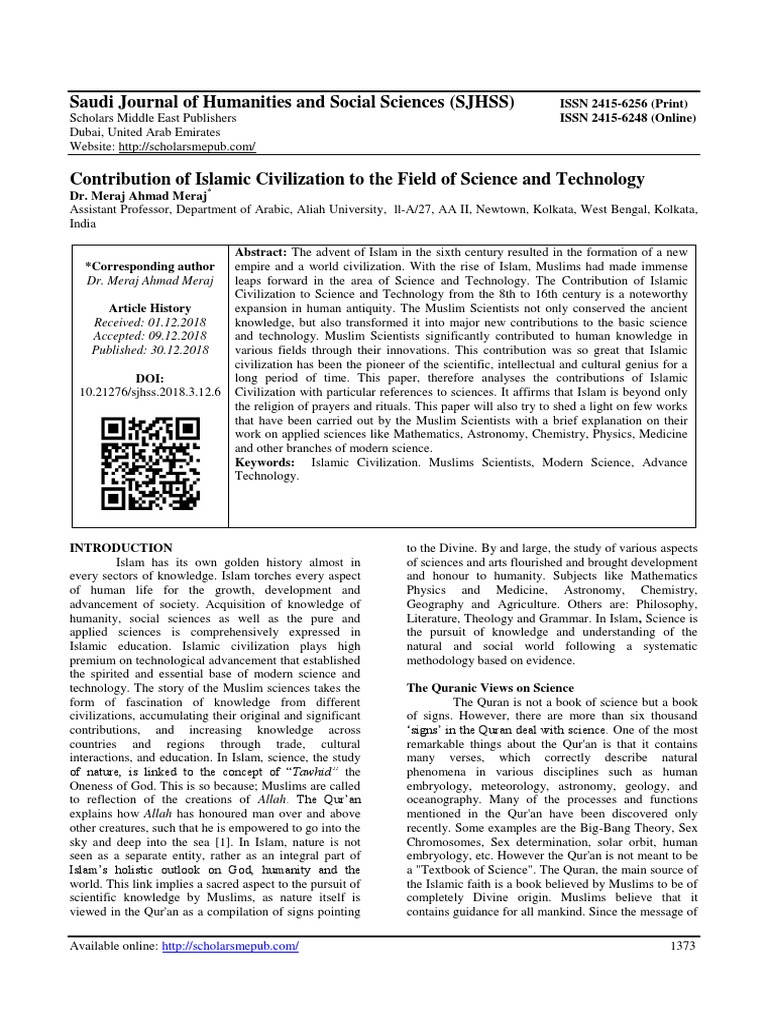 Contribution of Islam To Science and Technology | PDF | Science | Quran