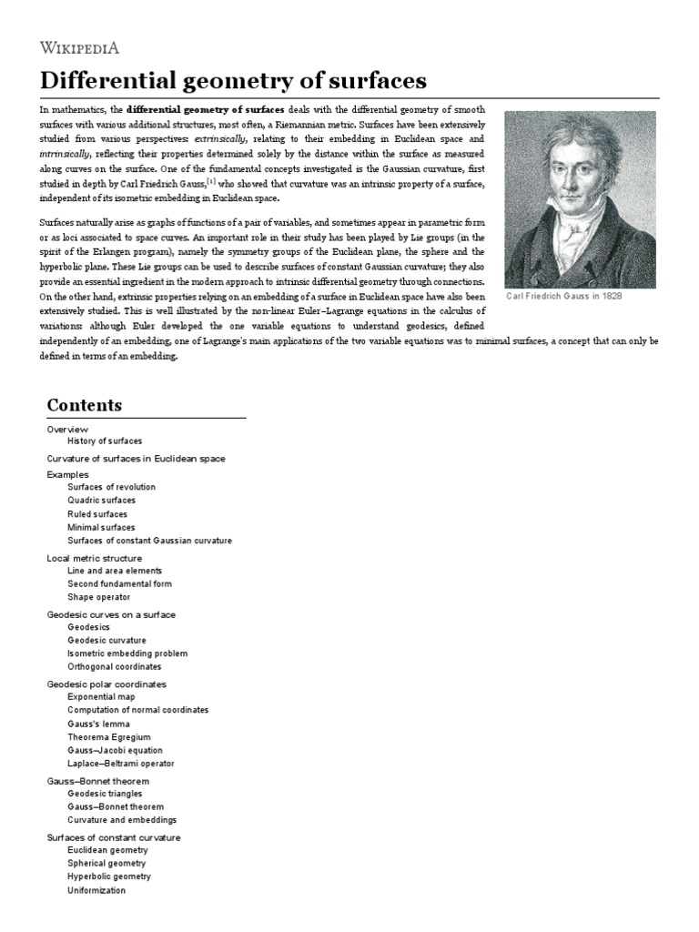 Differential Geometry of Surfaces | PDF | Curvature | Manifold