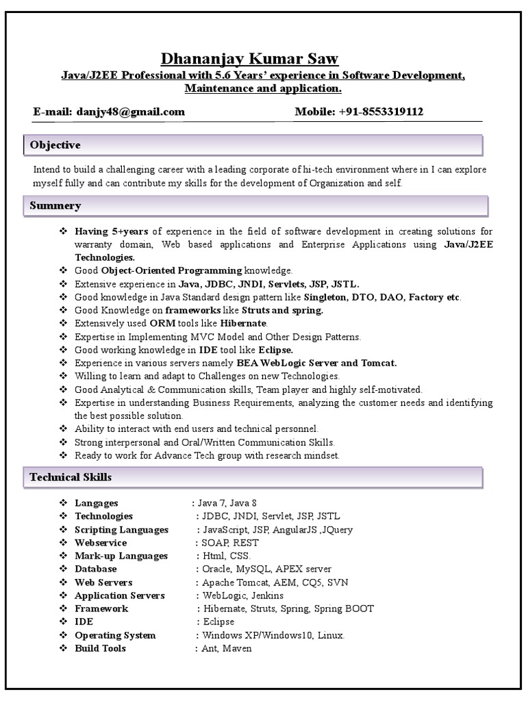 Dhananjay Java Pdf Java Server Pages Java Programming Language