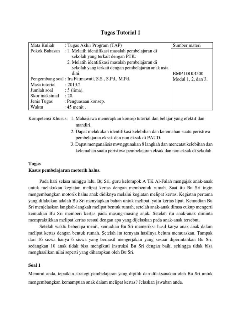 Soal TT 1 (TAP) | PDF