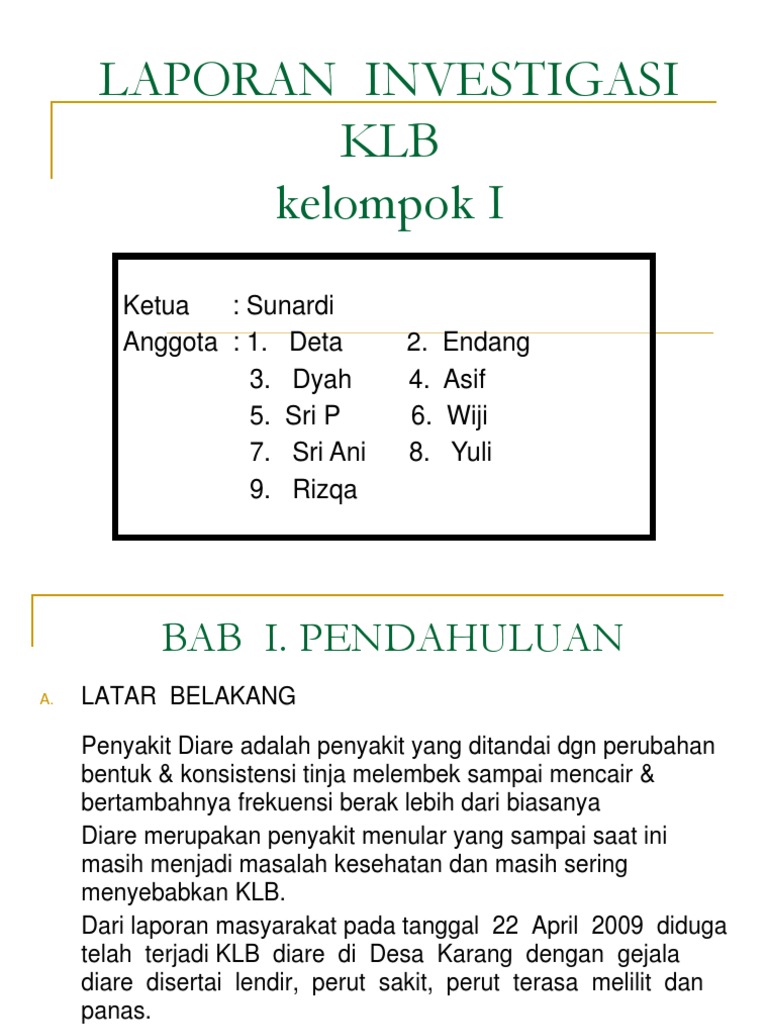 Laporan KLB Diare | PDF