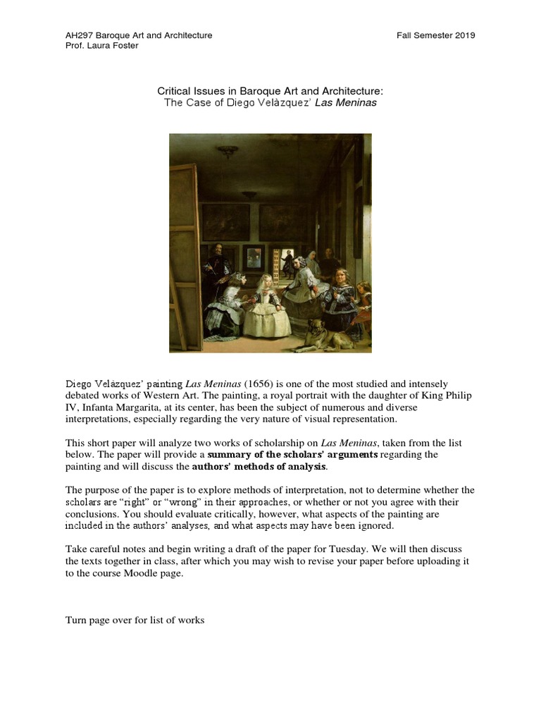 Las Meninas Paper Instructions | PDF | Social Science | Classics