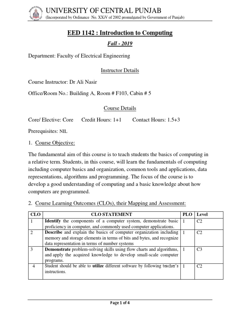Course Outline It C 19 | PDF | Computer Data Storage | Computer Program