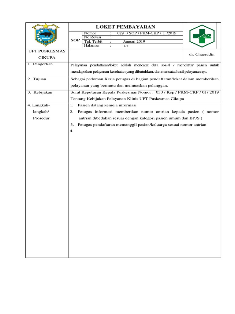 Sop Loket Pembayaran | PDF