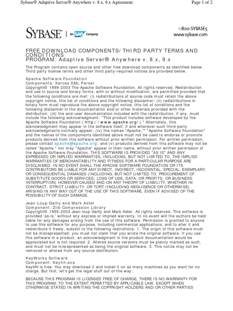 Free Download Components/Third Party Terms and Conditions PROGRAM ...