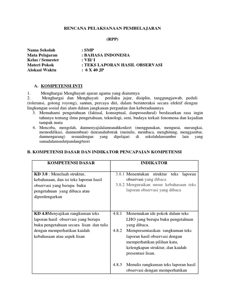 RPP Observasi | PDF | Seni