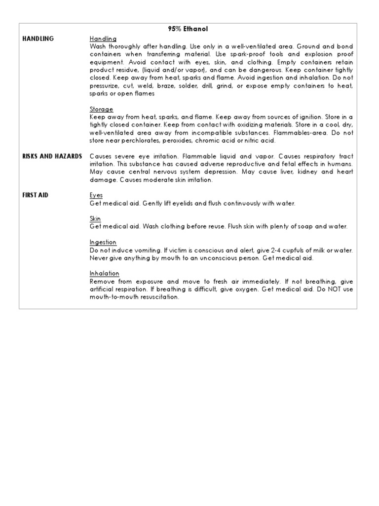 95% Ethanol Safety and Handling Guide | PDF