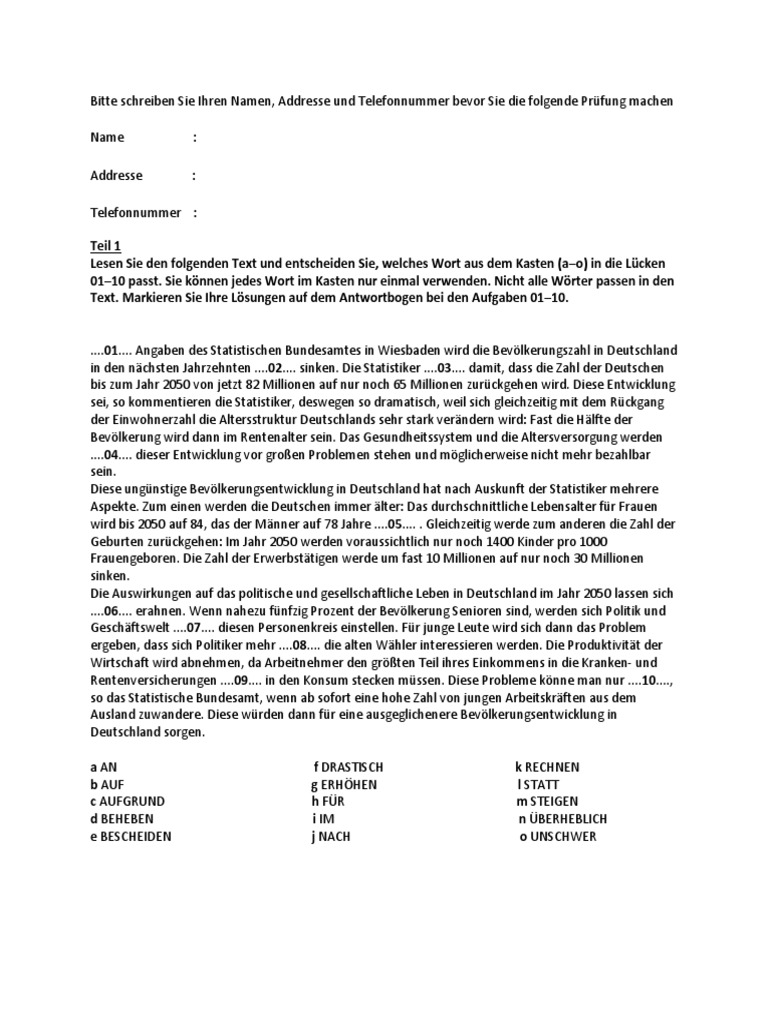 German Test Set-1 | PDF
