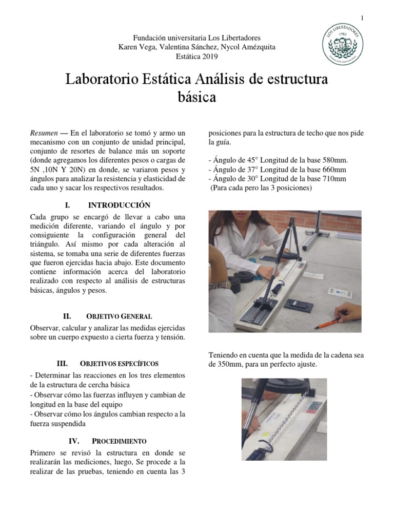Laboratorio Estatica | PDF | Laboratorios | Física