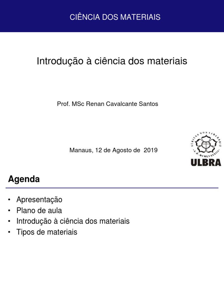 Aula 01 Ciência Dos Materiais Pdf Pdf Ciência De Materiais Matéria