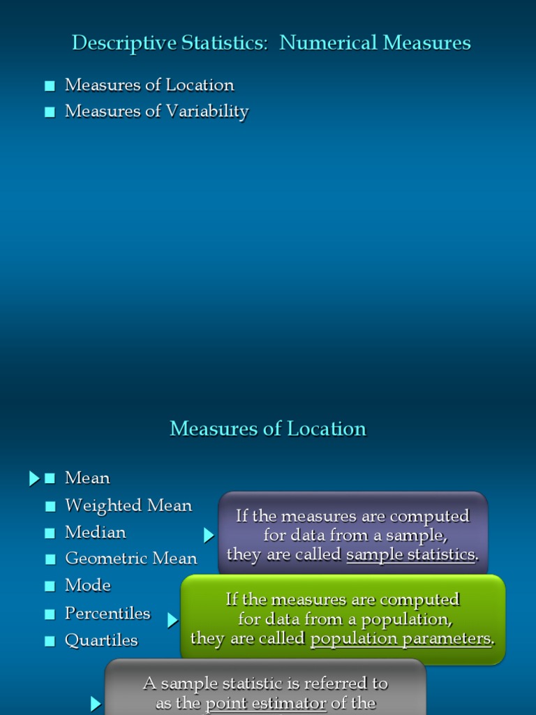 Descriptive Statistics: Numerical Measures: Measures of Location ...