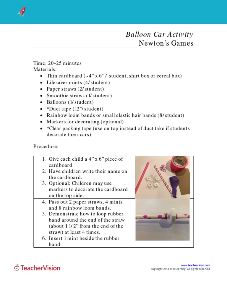 Balloon Car Activity: Newton's Games | PDF | Balloon | Nature