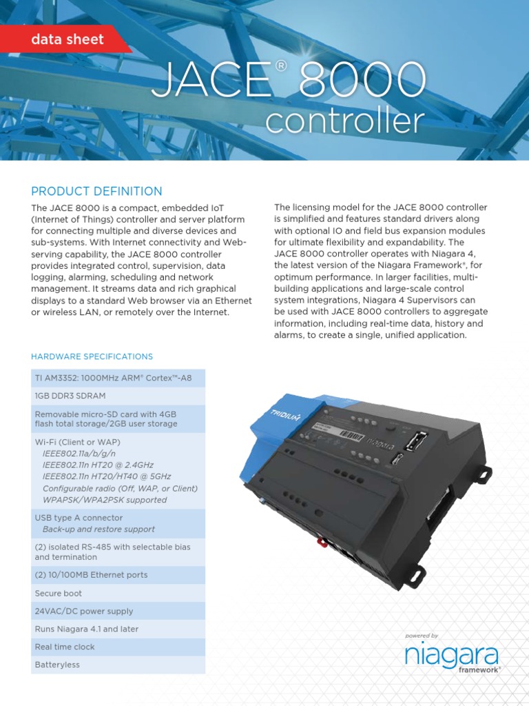 JACE 8000 Data Sheet PDF | PDF | Internet Of Things | Usb